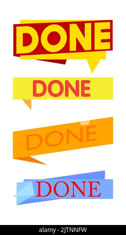 Set of ribbon with Done text. Banner template. Label sticker. Sign ...