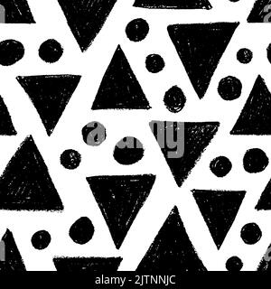Black charcoal triangles and dots seamless pattern Stock Vector Image ...