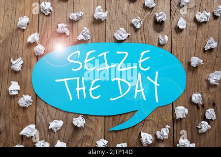 Conceptual display Seize The Day, Business concept Embrace ...