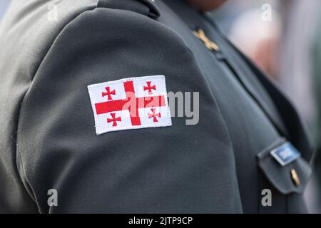 Georgian patch flag on soldiers arm. Georgia army uniform. Georgia ...