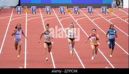 Imani Lansiquot, Zoe Hobbs, Olga Safronova competing in the women’s ...