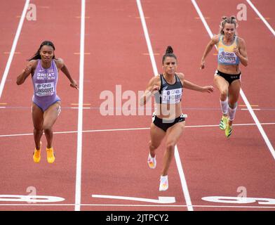 Imani Lansiquot, Zoe Hobbs, Olga Safronova competing in the women’s ...