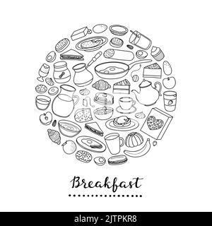 Hand drawn outline sandwiches with lettering isolated on white ...