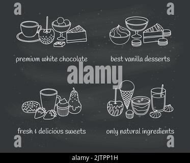 Different groups of chocolate desserts and sweets isolated on white ...