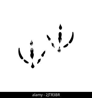 Raven or crow footprints of bird animal isolated black silhouette icon ...