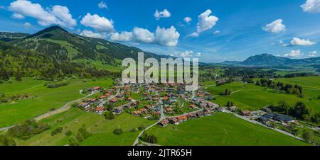Aerial view to the region of Obermaiselstein in bavarian Allgaeu Stock ...