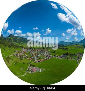 Aerial view to the region of Obermaiselstein in bavarian Allgaeu Stock ...