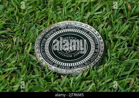 Detail of the Centenary Coin at The Championships 2022 at Wimbledon ...