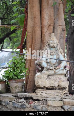Idols of Hindu gods under a tree Stock Photo - Alamy
