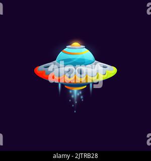 Galaxy space craft, game asset starship isolated UFO alien spaceship ...