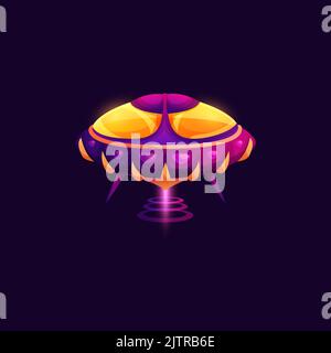 Intergalactic starship, cosmos galaxy invader spaceship, ui game asset ...