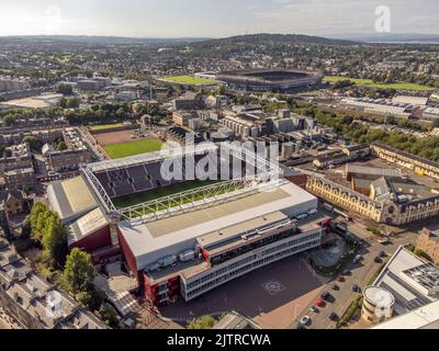 An aerial image showing Tynecastle Park, Edinburgh, Home of Heart of ...