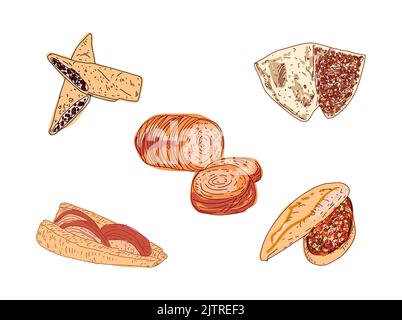 Kokorec hand drawn vector design. Fast food menu design elements ...