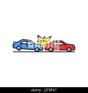 Cars damaged in road accident cartoon set isolated on white background ...