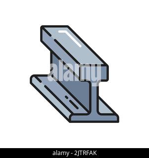 Rolled metal rails isolated outline icon. Vector stainless steel or ...