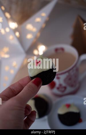 Chcocolate biscuits dipped in white chocolate and topped with candy ...
