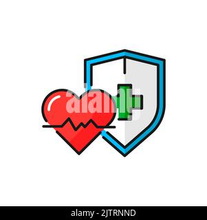 heart beat pulse shield security icon vector medical logo element Stock ...