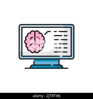 Brain scan color icon. Neuroimaging. Nervous system structure analysis ...