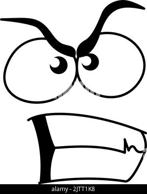 Angry smile face emoticon, disgruntled comic smiley with annoyed ...