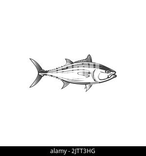 Bluefish mascot isolated tuna fish realistic sketch. Vector horse ...