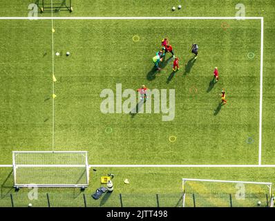 Aerial view, BVB training center, Adi-Preißler-Allee, soccer field and ...