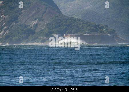 rare wave known as slab of the beast in guanabara bay in rio de janeiro ...