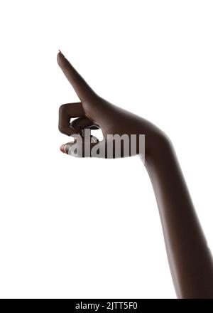 Female dark skinned hand with fashion, red and black color manicure, 3D ...