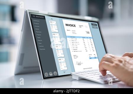 Online Invoice Management And Electronic Billing On Computer Stock ...