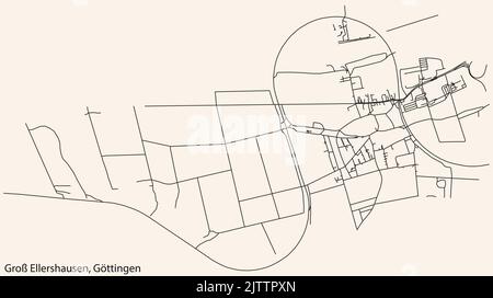 Street roads map of the GROSS ELLERSHAUSEN DISTRICT, GÖTTINGEN Stock ...