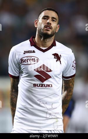 Bergamo, Italy. 01st Sep, 2022. Nikola Vlasic of Torino FC shoots the ...