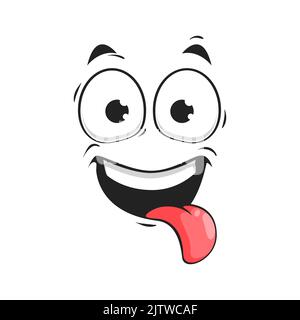 Cartoon face with slanting eyes and open mouth, vector discouraged ...