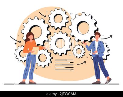 Project manage software work doodle line people. Business project ...