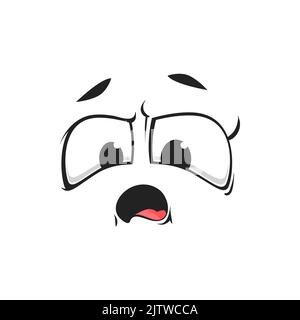 Cartoon grumble face, vector murmur emoji with annoyed eyes and open ...