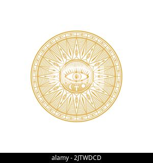 Golden Eye Symbol Vector Sign Illustration in black background with ...