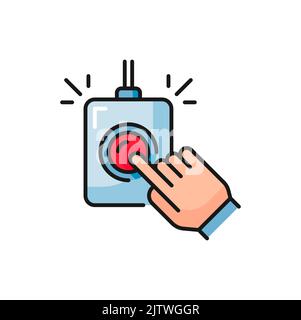 MRI scan diagnostics color icon, emergency stop button vector pictogram ...