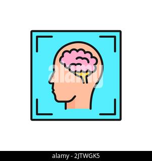 Brain scan color icon. Neuroimaging. Nervous system structure analysis ...