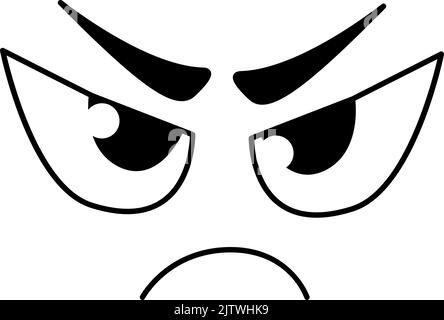 Gloomy smile face emoticon, cartoon line emoji. Vector isolated sullen ...