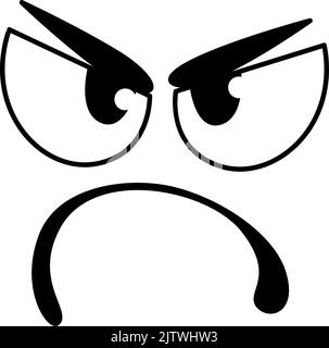 Angry smile face emoticon, disgruntled comic smiley with annoyed ...