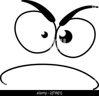 Angry smile face emoticon, disgruntled comic smiley with annoyed ...