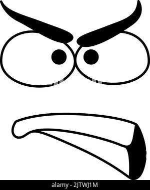 Angry smile face emoticon, disgruntled comic smiley with annoyed ...