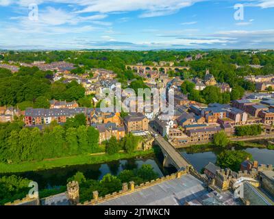 Historic city center of Durham aerial view including Framwellgate ...