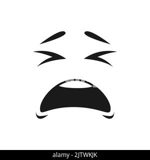 Cartoon face, disgust or sneezing vector emotion with closed eyes and ...