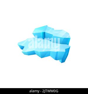 Ice crystal, blue iced glacier or floe, vector iceberg, cap snowdrift ...