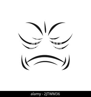 Cartoon sad face, vector plaintive look, unhappy or upset emoji ...