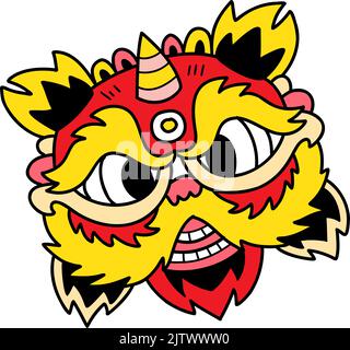hand drawn Chinese Lion Dance illustration on transparent background ...