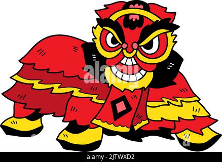 hand drawn Chinese Lion Dance illustration on transparent background ...