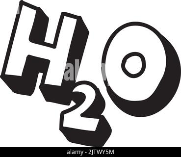 Hand Drawn H2O water letters illustration on transparent background ...