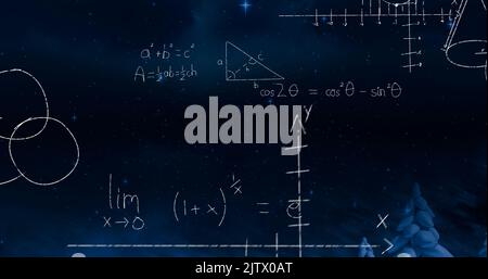 Image of mathematical equations on black background Stock Photo - Alamy