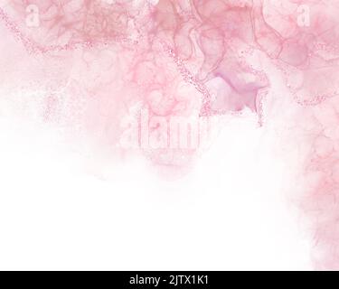 Alcohol ink pink abstract heart background. Pink paint stains ...
