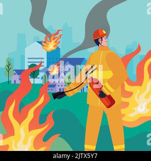 A red fire extinguisher putting out flames Stock Vector Image & Art - Alamy